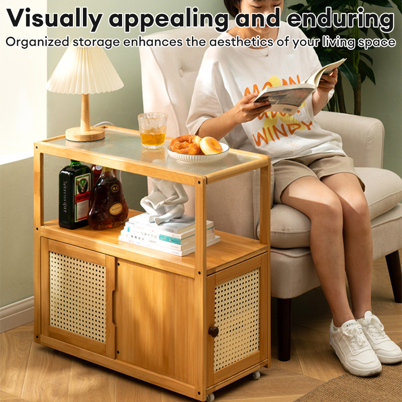 Bamboo Tea Table Made Movable Small Tea Table Side Cabinet Bedside ...