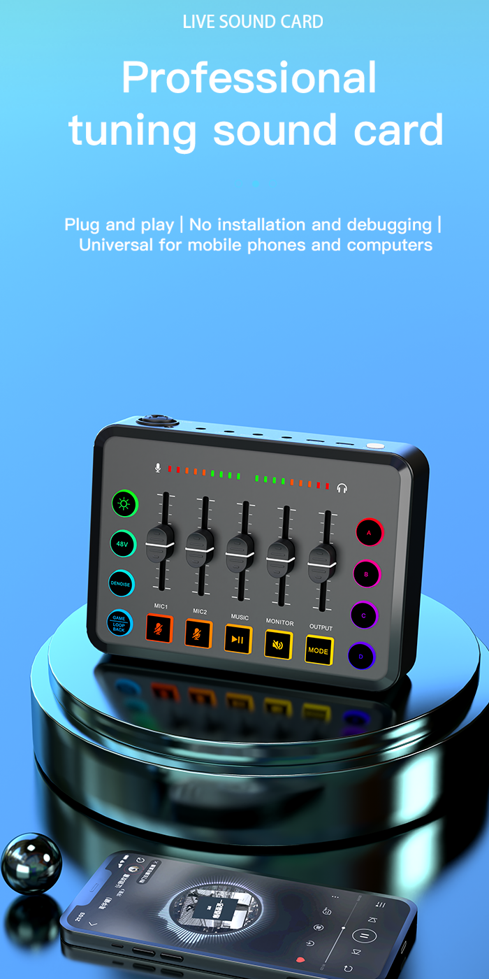 Popcorn F9 Live Sound Card Auditory Mixing Console Auto Pairing ...