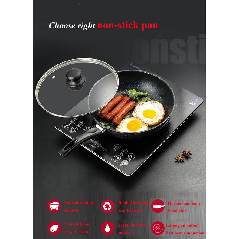 Non-stick Pan 20cm/24cm/28cm Fresh Kitchen Pre-Seasoned Cast Iron ...