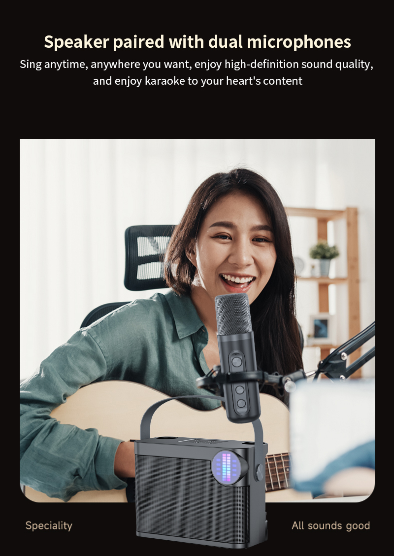 Portable Wireless Karaoke Speaker | Dual Microphone Bluetooth System ...