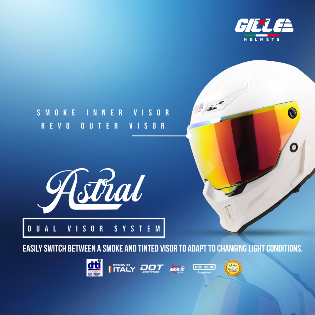 GILLE ASTRAL Revo Lens Full Face Dual Visor Motorcycle Helmet | Shopee ...
