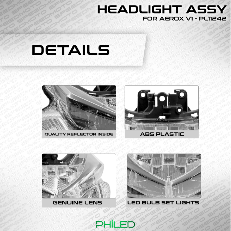 PHILED AEROX V1 HEADLIGHT ASSY CLEAR FRONT HEADLIGHT FOR YAMAHA AEROX ...