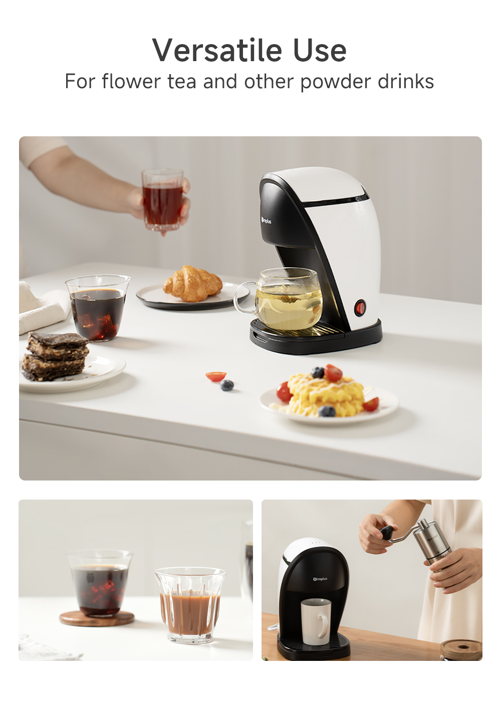 Simplus Coffee Maker Multifunctional Drip Brewer Dual Use for Coffee and Tea Mini Compact 250ml ...