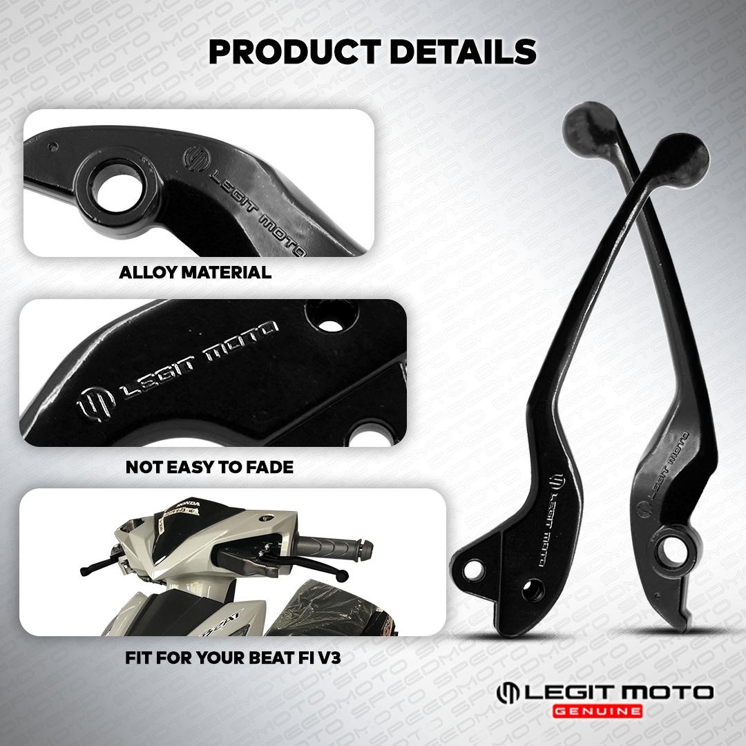 LEGITMOTO BEAT FI V3 ALLOY BRAKE LEVER SET CHROME L-11398 / BLACK L ...