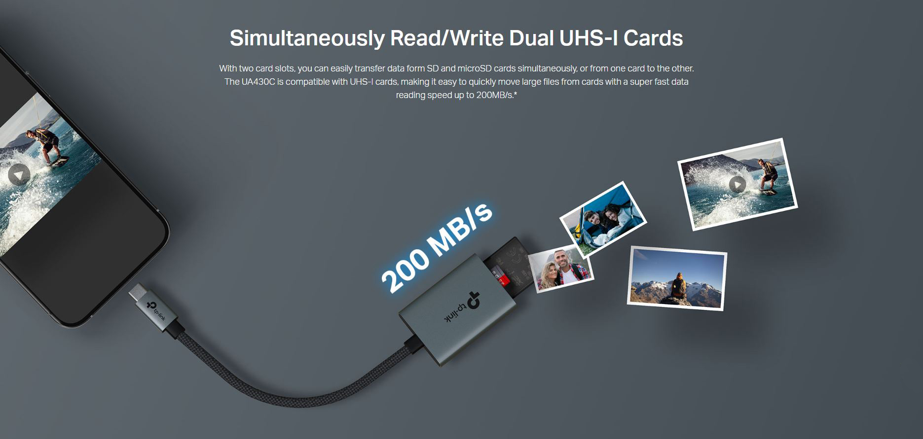 TP-Link Card Reader UA430C 2-in-1 USB 3.0 Type-C to SD & microSD ...