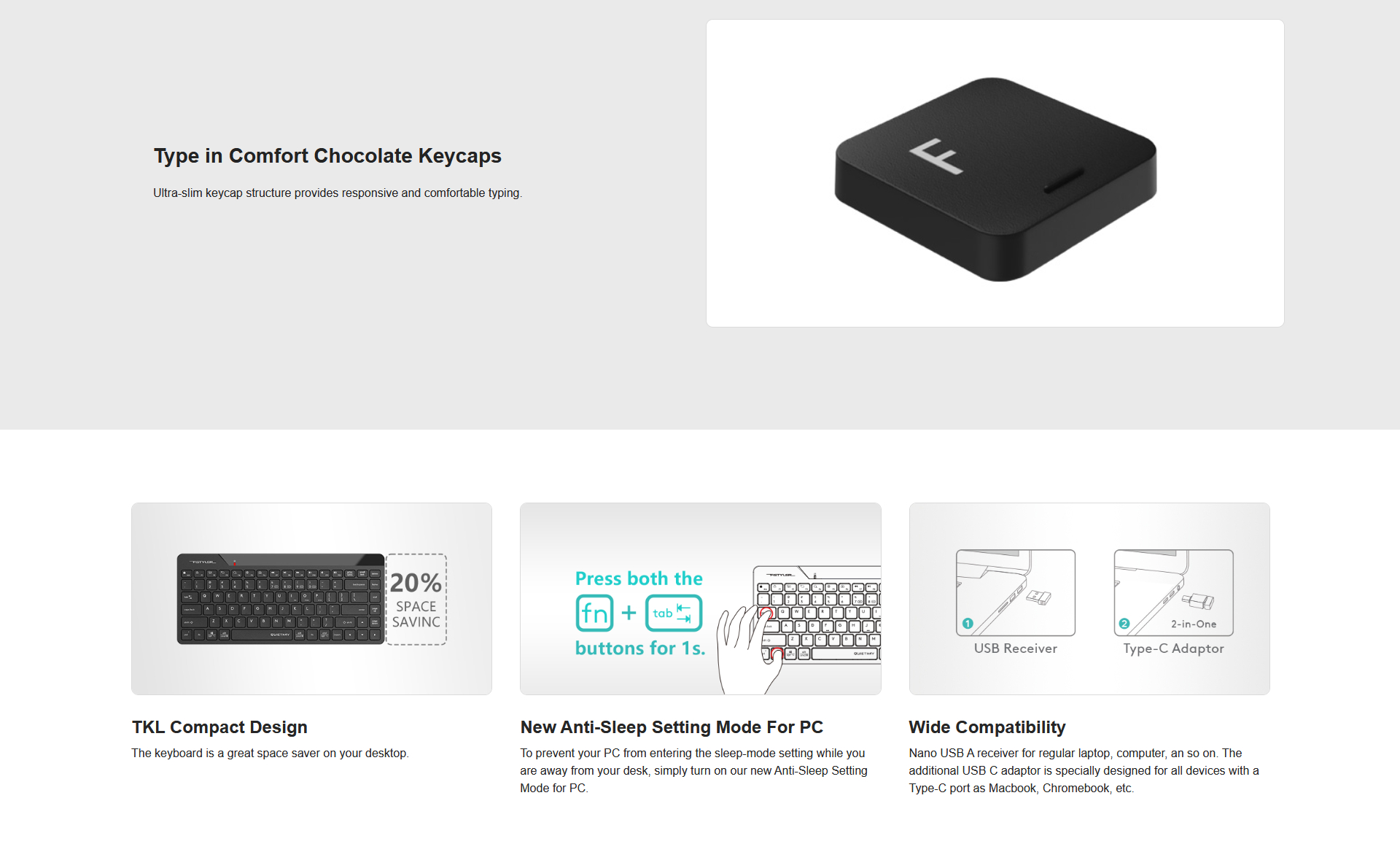 A4Tech FBK22 Quiet Key Bluetooth & 2.4G Mini Wireless Keyboard | Shopee ...