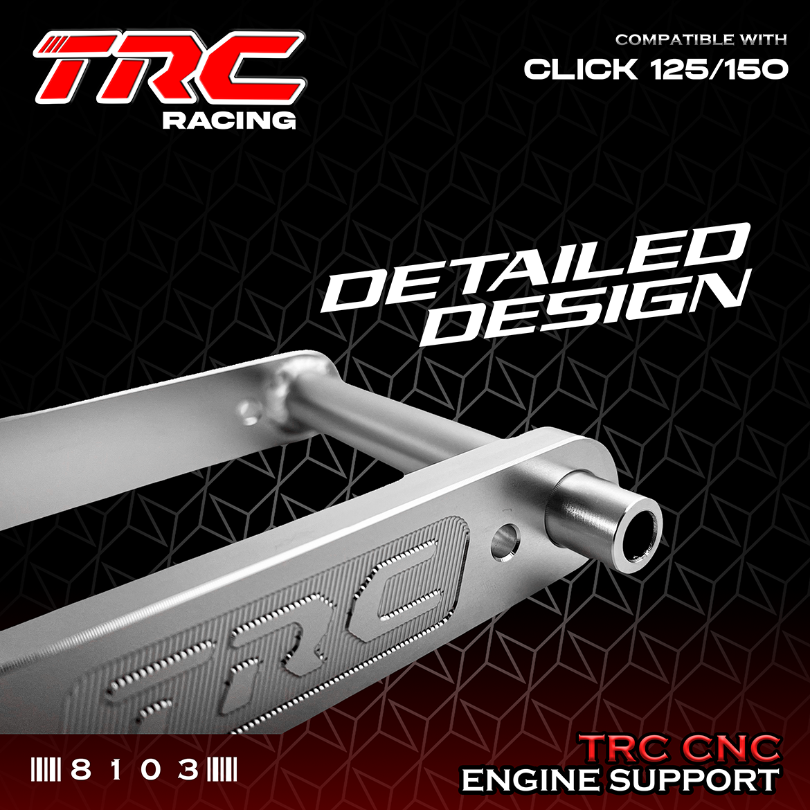 TRC RACING CNC ENGINE SUPPORT PLUS 2.5 for CLICK 125/150 8103 | Shopee ...