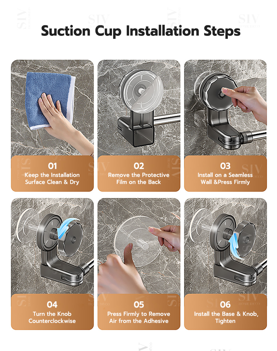 SIV Adjustable Wall-Mounted Suction Towel Rack – Extendable, No-Drill ...