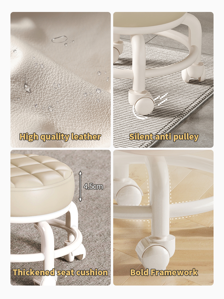 AIODIY Small Stool With Wheels Mini Baby Round Stool With Sofa Foot ...