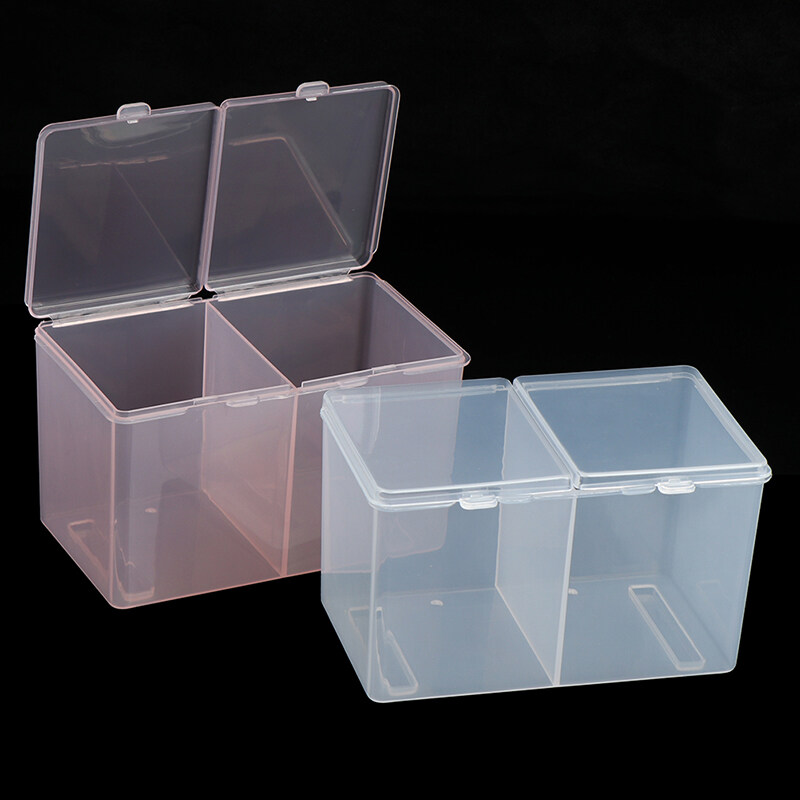 1PC Dual Cell Transparent Plastic Storage Box Portable Small Size ...