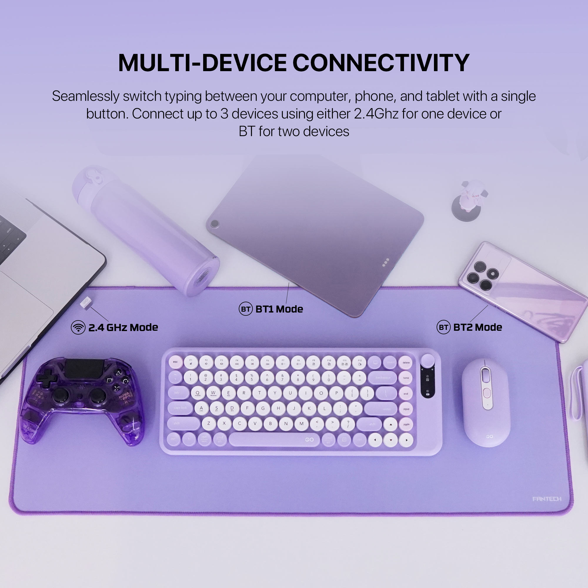 Fantech Go Mochi 85 WK898 Multi-device Compact Combo Wireless Keyboard ...