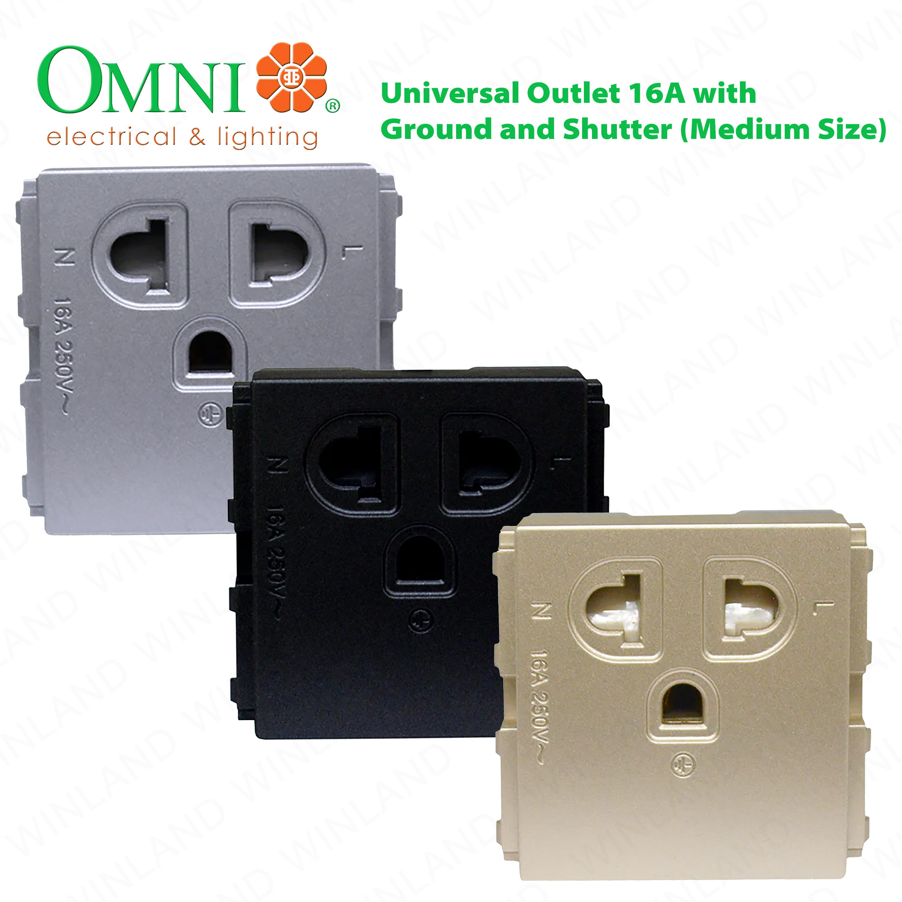 Omni by Winland ABS Material Universal Outlet 16A(250v~) with Ground ...
