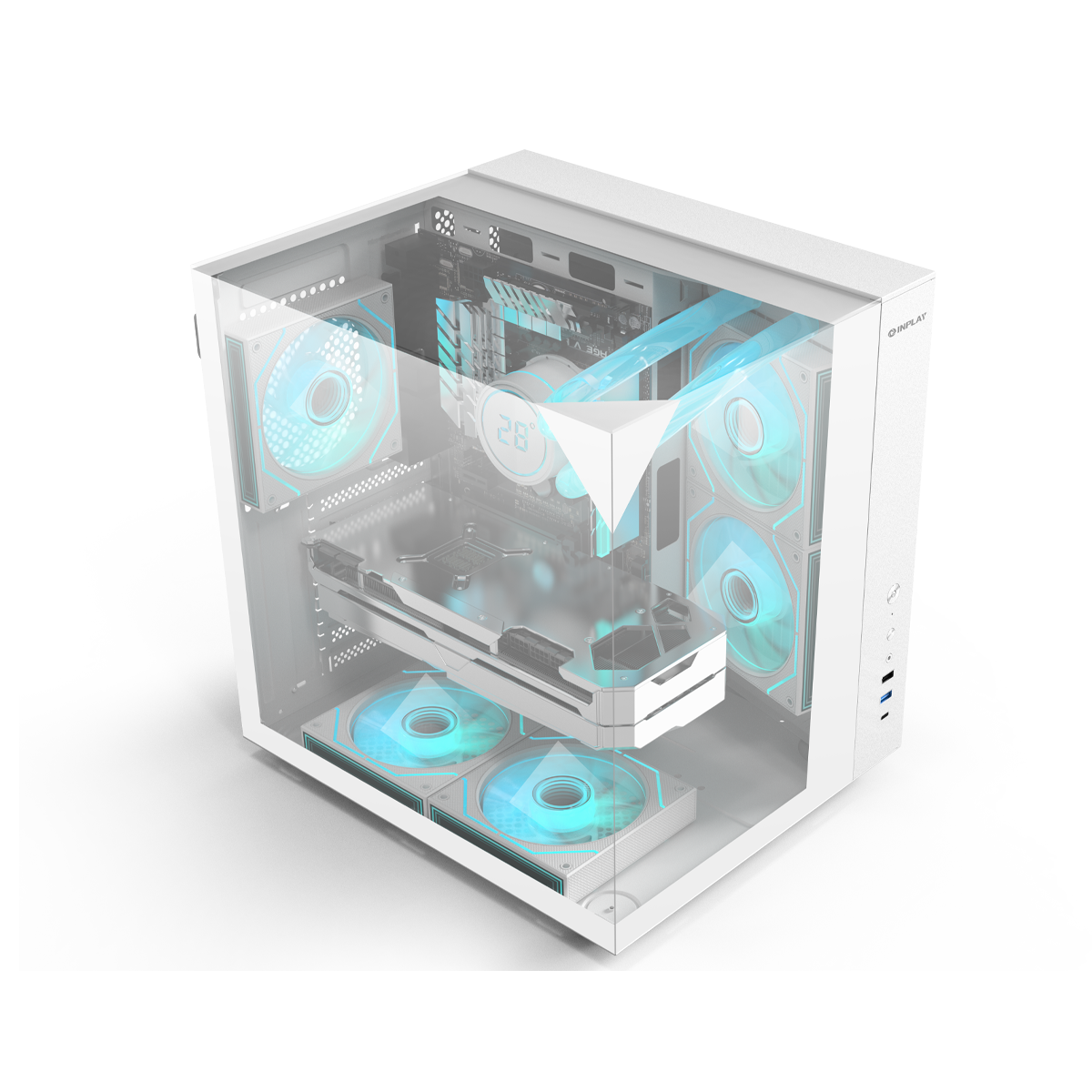 Inplay Seaview Summer PC Case Build-in 3 ARGB Fan Tempered Glass Gaming ...