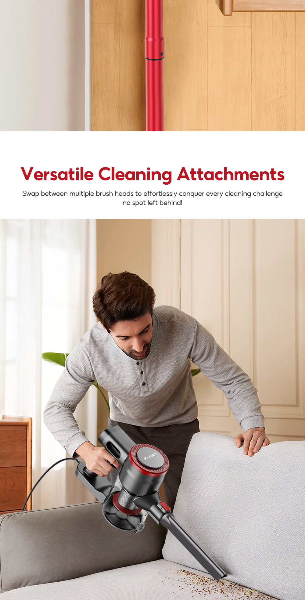 EYSIN 2-in-1 Vacuum & Mop Quick Easy Dust Removal with 20000PA Suction Power VC31 | Shopee ...