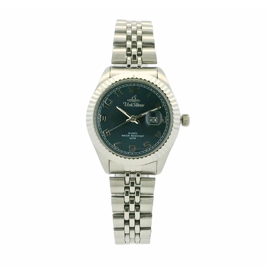 UniSilver TIME Women's Silver/Metalic Blue Analog Stainless steel watch ...