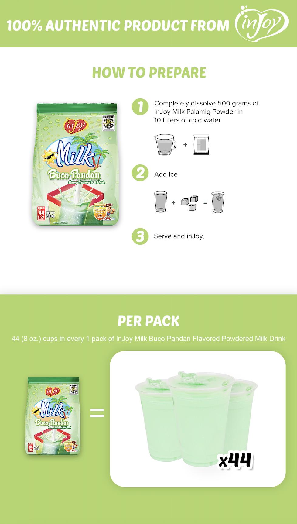 inJoy Buco Pandan Milk Palamig Juice 500g | Shopee Philippines