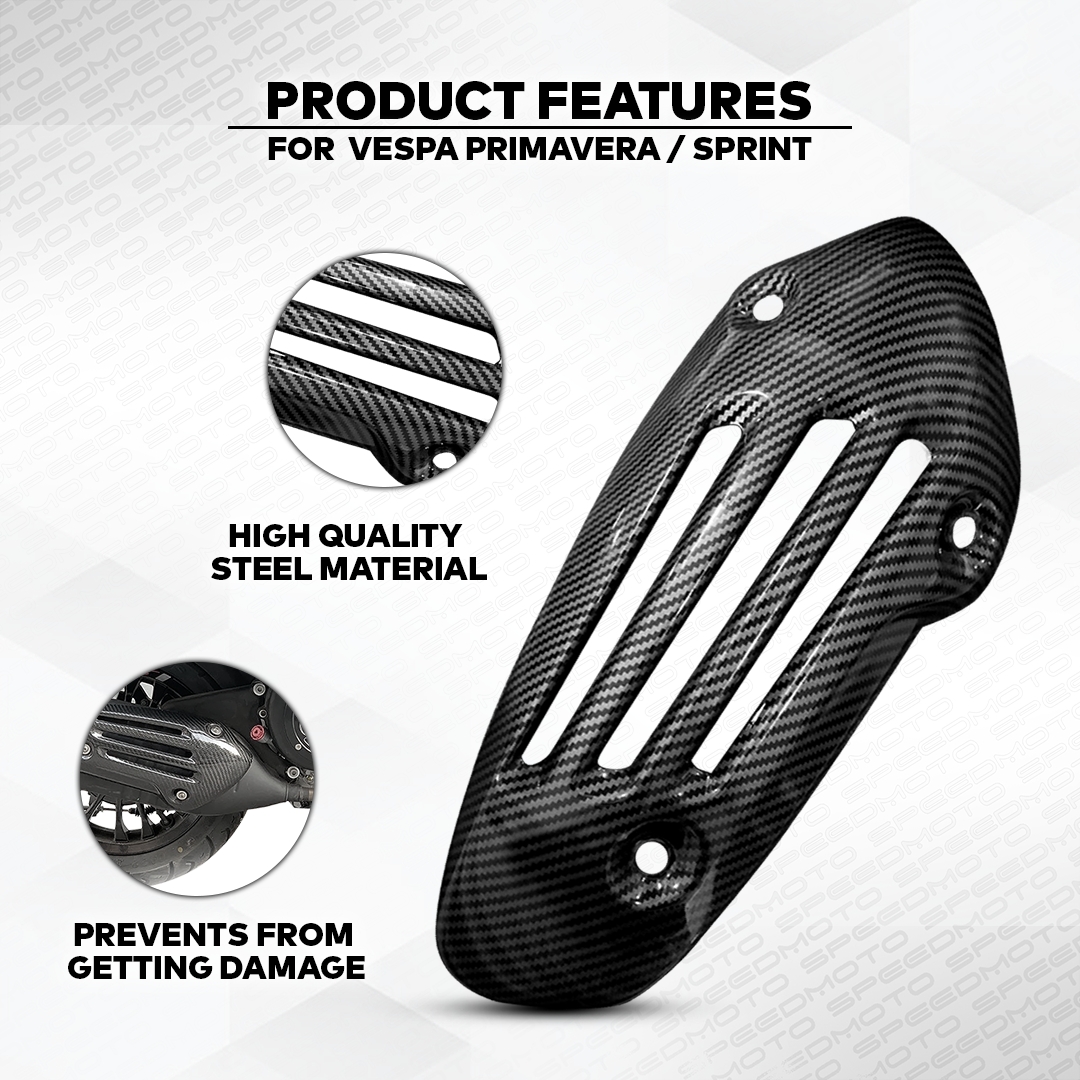 MOKOTO VESPA PRIMAVERA 150CC / SPRINT 150 MUFFLER COVER CARBON / STEEL ...
