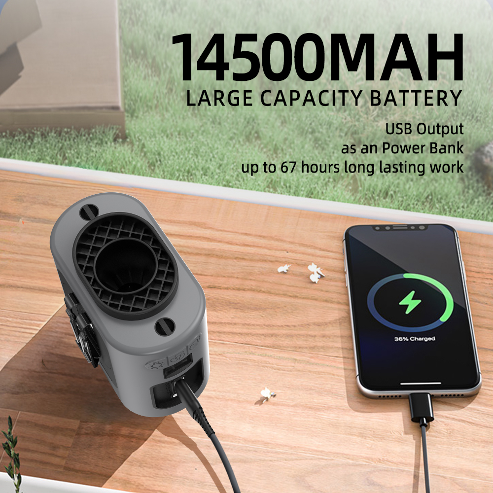 Orashare K200 Portable Waist Fan 14500mAh Rechargeable 5 Speed Strong Wind Fan With Powerbank ...