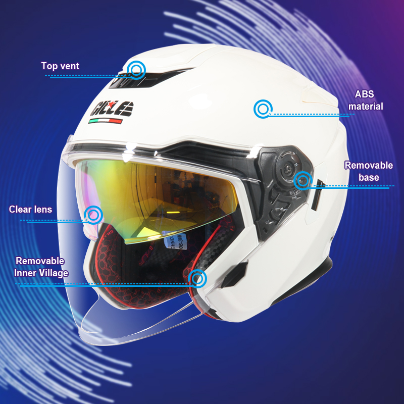 GILLE FF005 Visage Half Face Helmet Gold Iridium Inner Visor Motorcycle ...