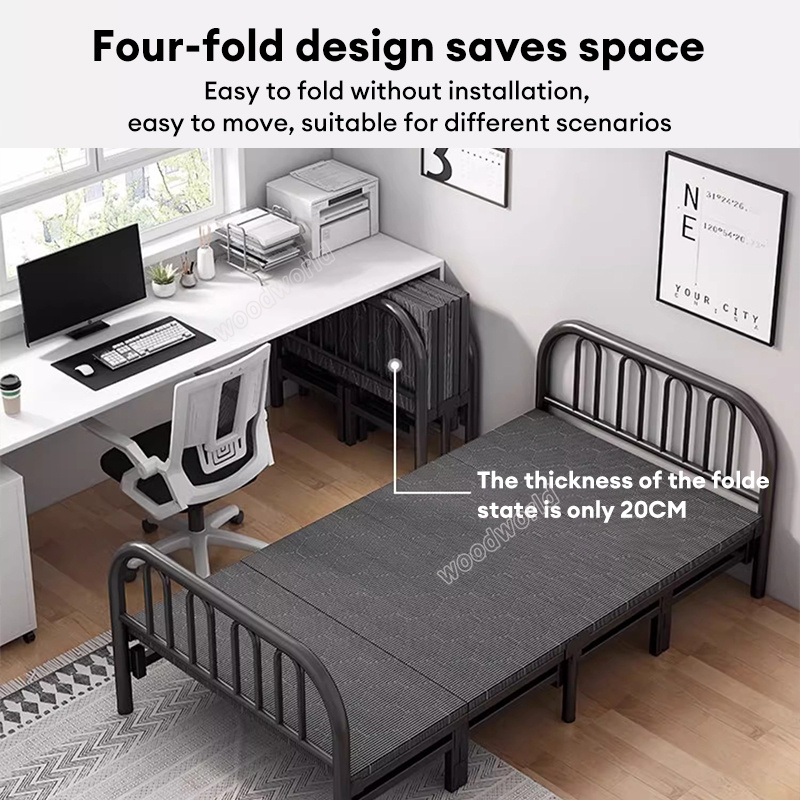 Metal Folding Bed With Foam Foldable Bed With Soft Pad Four folding Bed ...