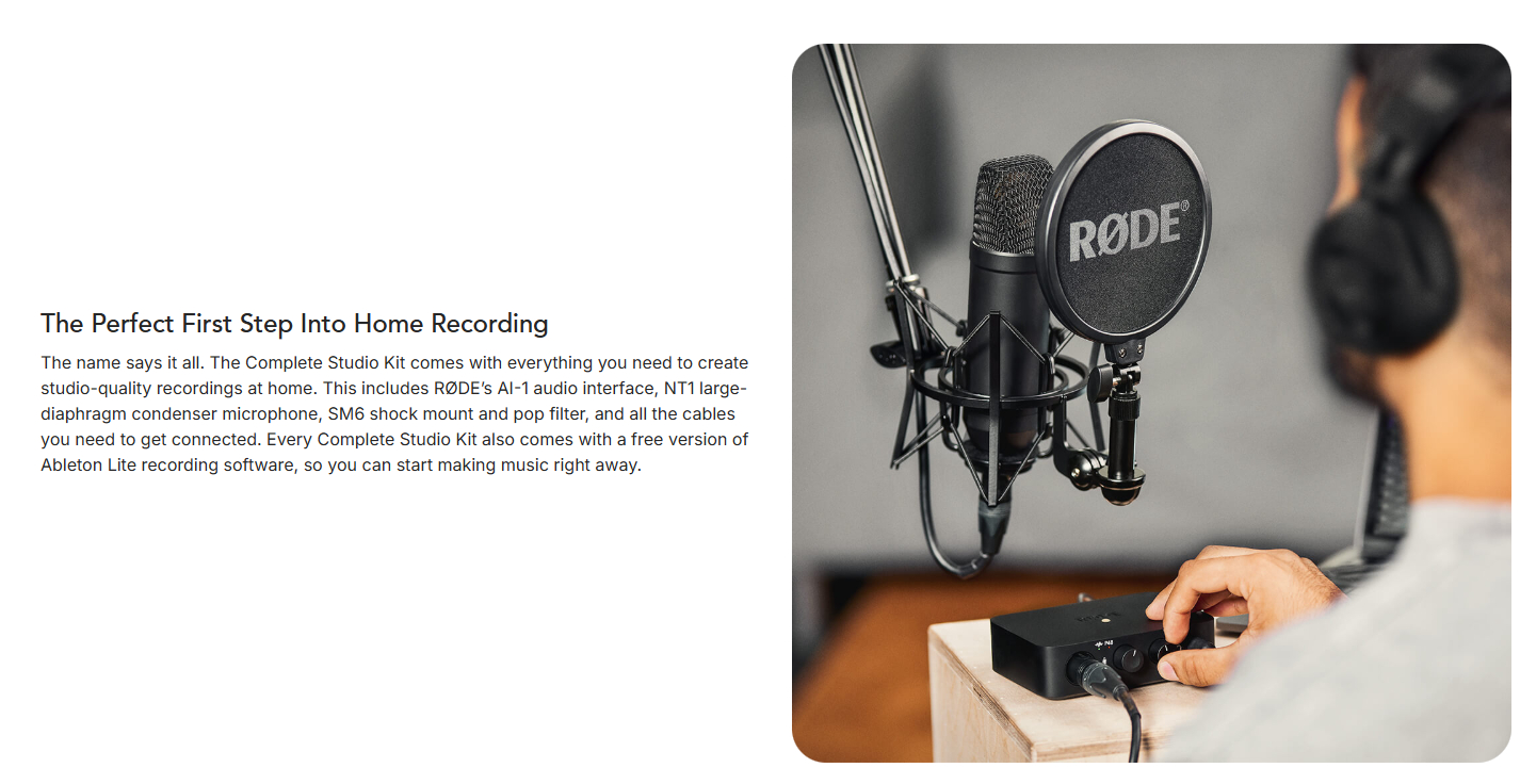 RODE NT1 Microphone + AI-1 USB-C Audio Interface Complete Studio Kit w ...