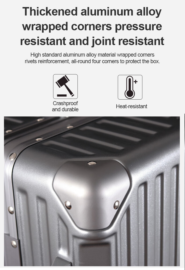 CHARLES X Large capacity aluminum frame suitcase with sturdy swivel ...