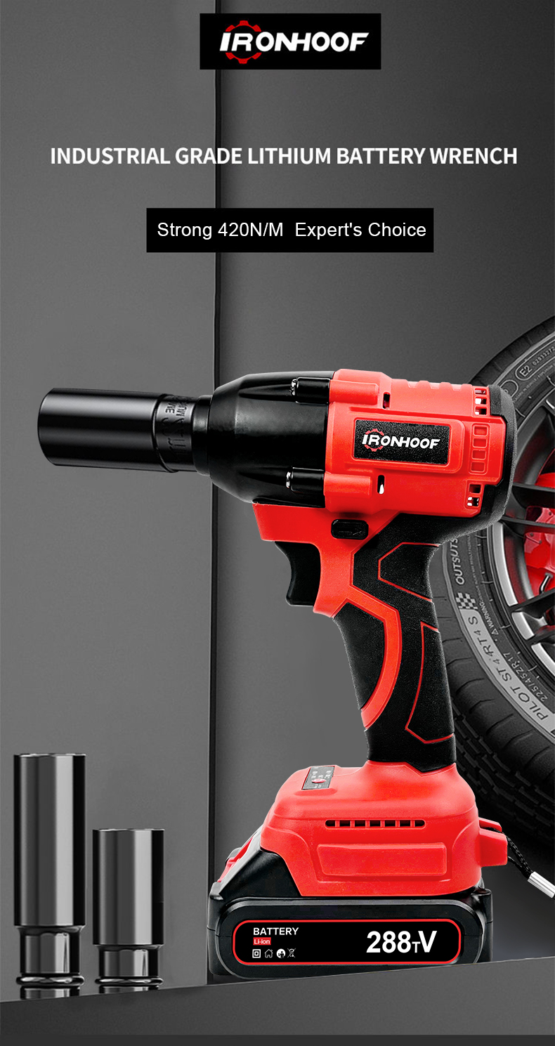 IRONHOOF Electric lmpact Wrench Cordless Brushless Wrench lmpact Driver Ratch Wrench Drill ...