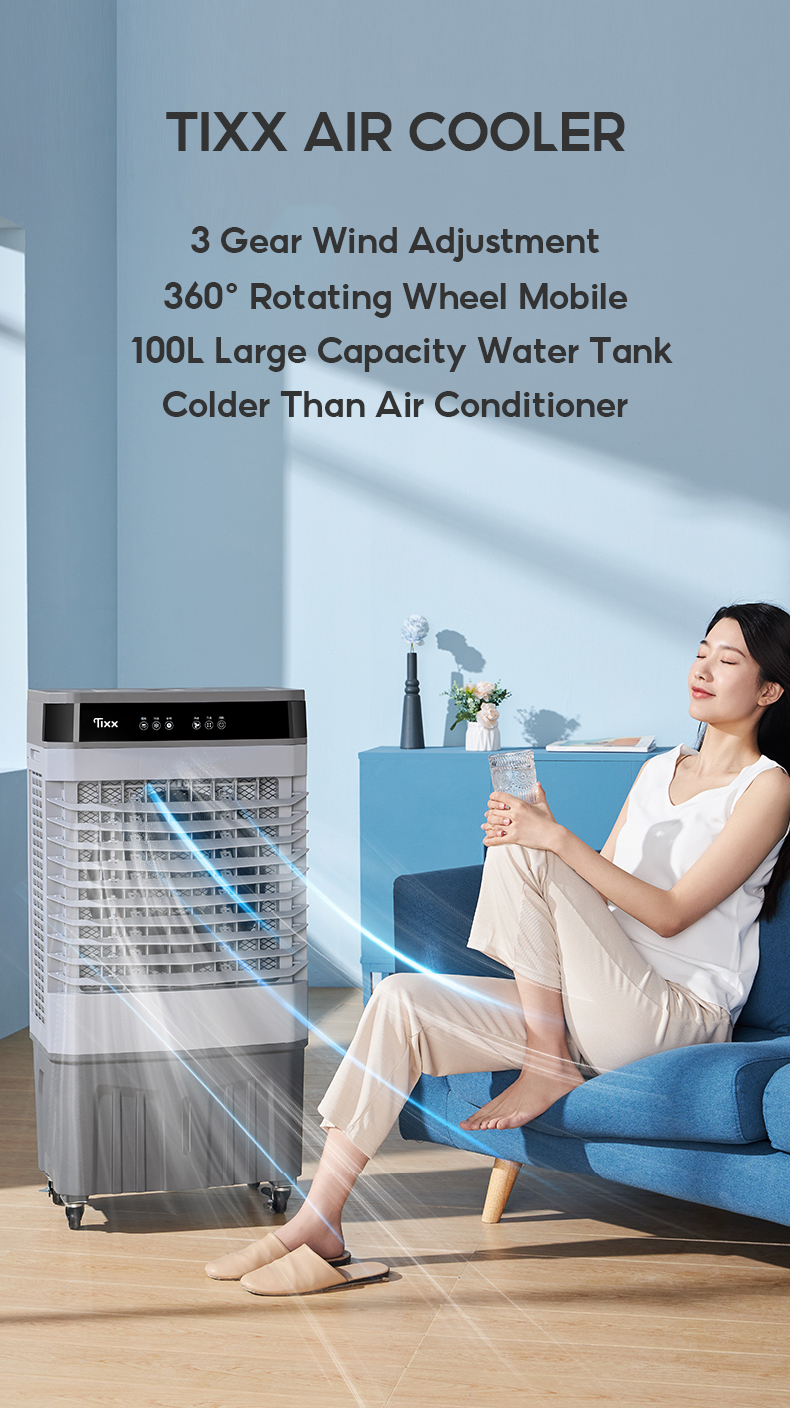 Tixx Air Cooler Fan Portable Aircon 40/50/70L Super Cold Wind Remote ...