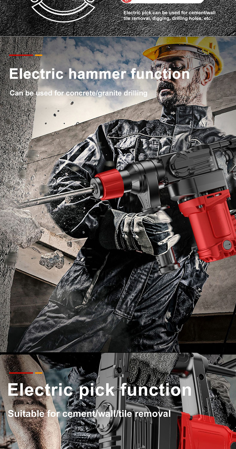 Electric Hammer 2500W/220V Demolition Hammer/Chipping Gun Heavy Duty ...