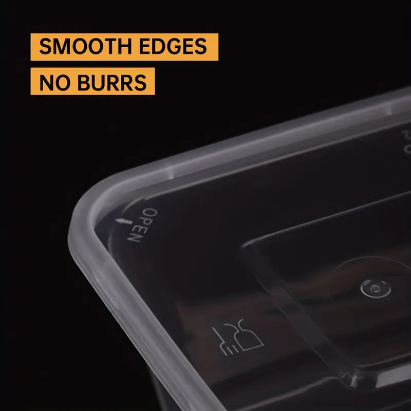 Rectangle Disposable Plastic Containers 300ml To 1000ml With Lids Round ...