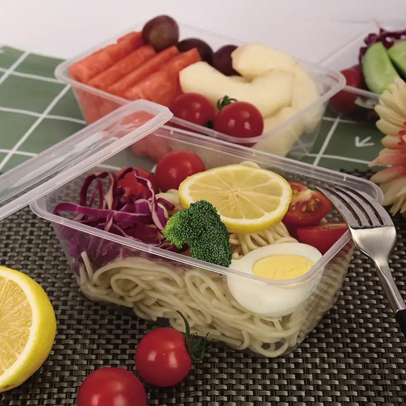 Rectangle Disposable Plastic Containers 300ml To 1000ml With Lids Round ...