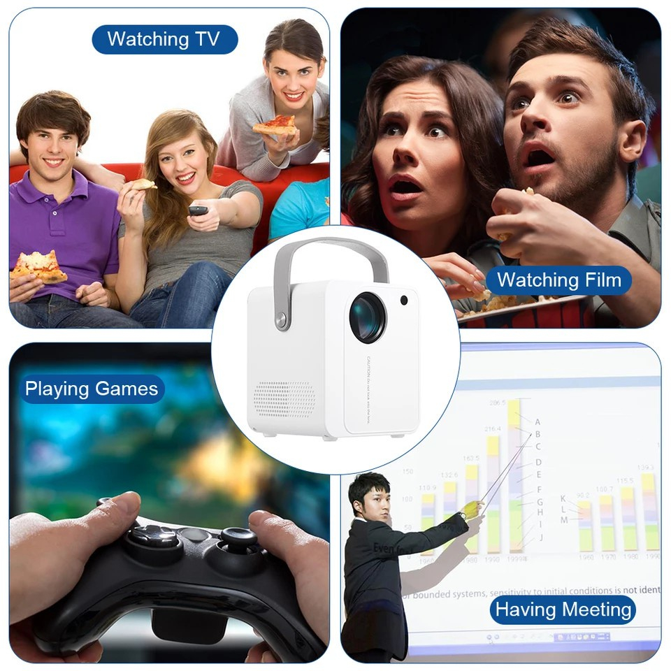 Projector Y8 Pro Portable Mini 4K UHD 6000 Projectors Android HDMI USB ...