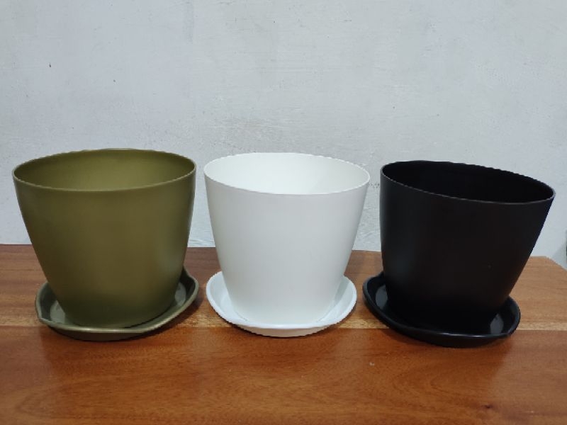 Pearl Wave 026 Yayamanin Classy White Gold Black Pots for Plants flower ...