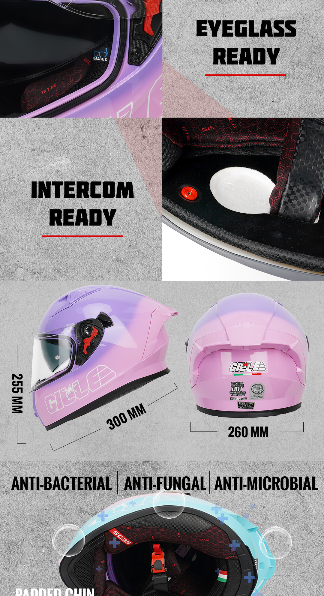 GILLE 843 GTS V1 Motorcycle Helmets Full Face Dual Visor Helmet For ...