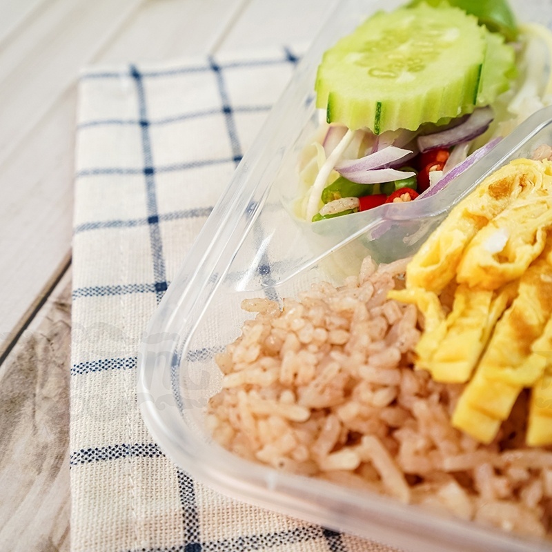 【50PCS】Disposable Bento Box With Lid Microwavable Clear Plastic Food ...