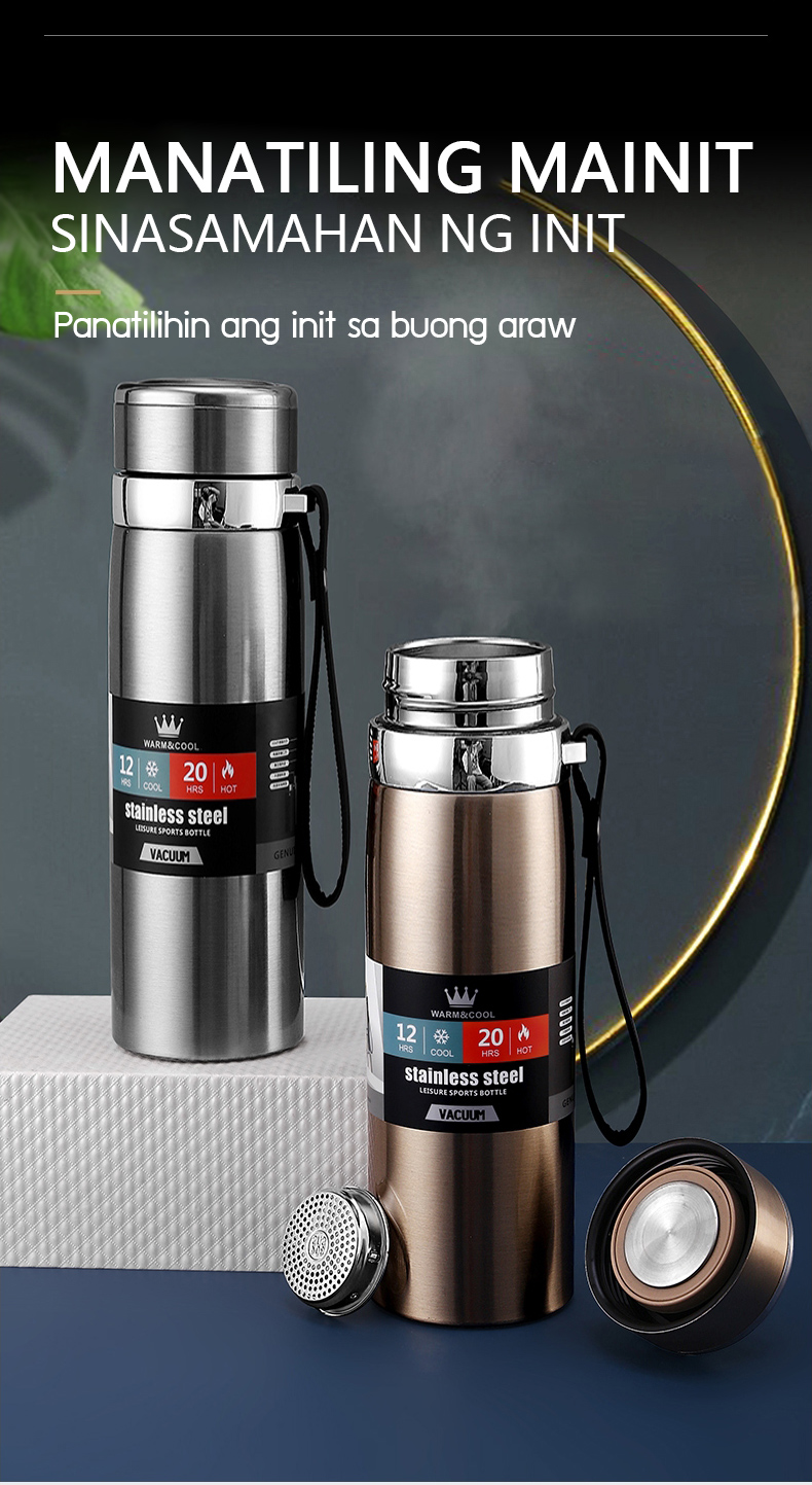 Flask 500/1000ml Tumbler Thermos Stainless steel water bottle outdoor ...