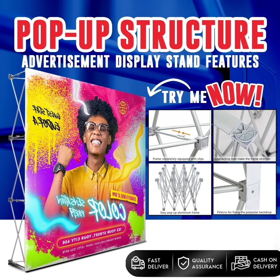 KGS Pop-Up Backdrop Display Stand – 3x4 Panel Banner Frame | Perfect ...