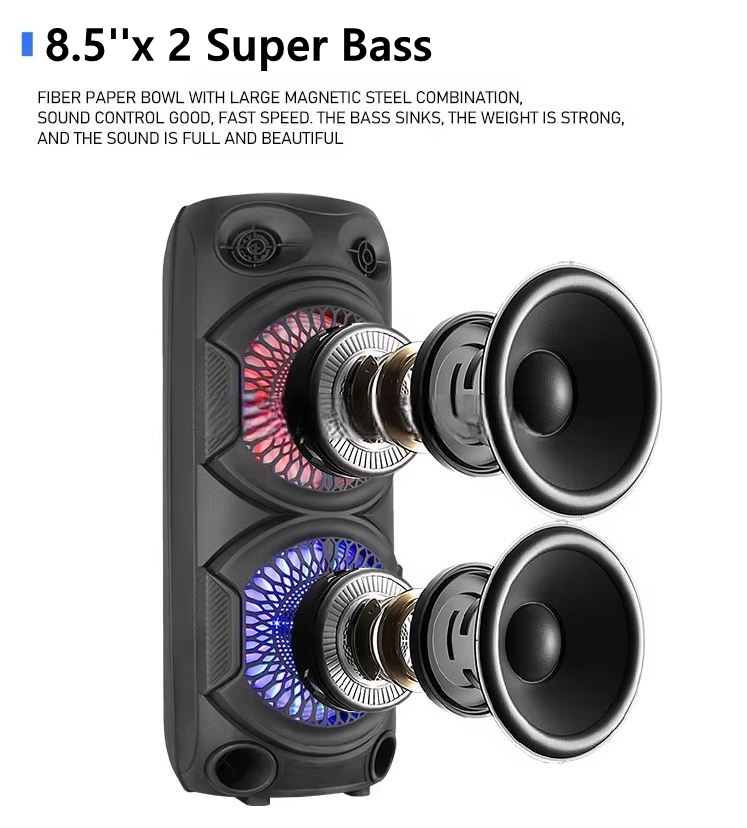 K-280 24'' Inch Extra Bass Karaoke Dual Bass Bluetooth Speaker with ...
