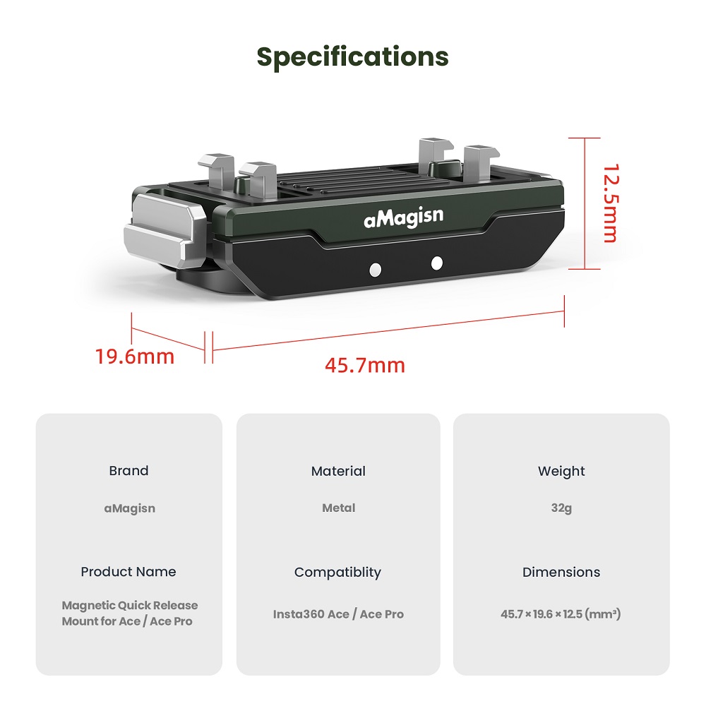 Foldable Magnetic Quick-Release Adapter Base for Insta360 Ace 2, Ace ...