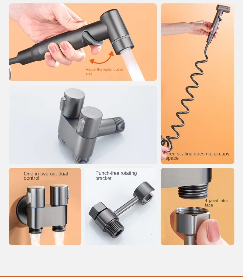 Toilet spray gun Set 1 in 2 Out Faucet Dual Control Valve Bidet Sprays ...