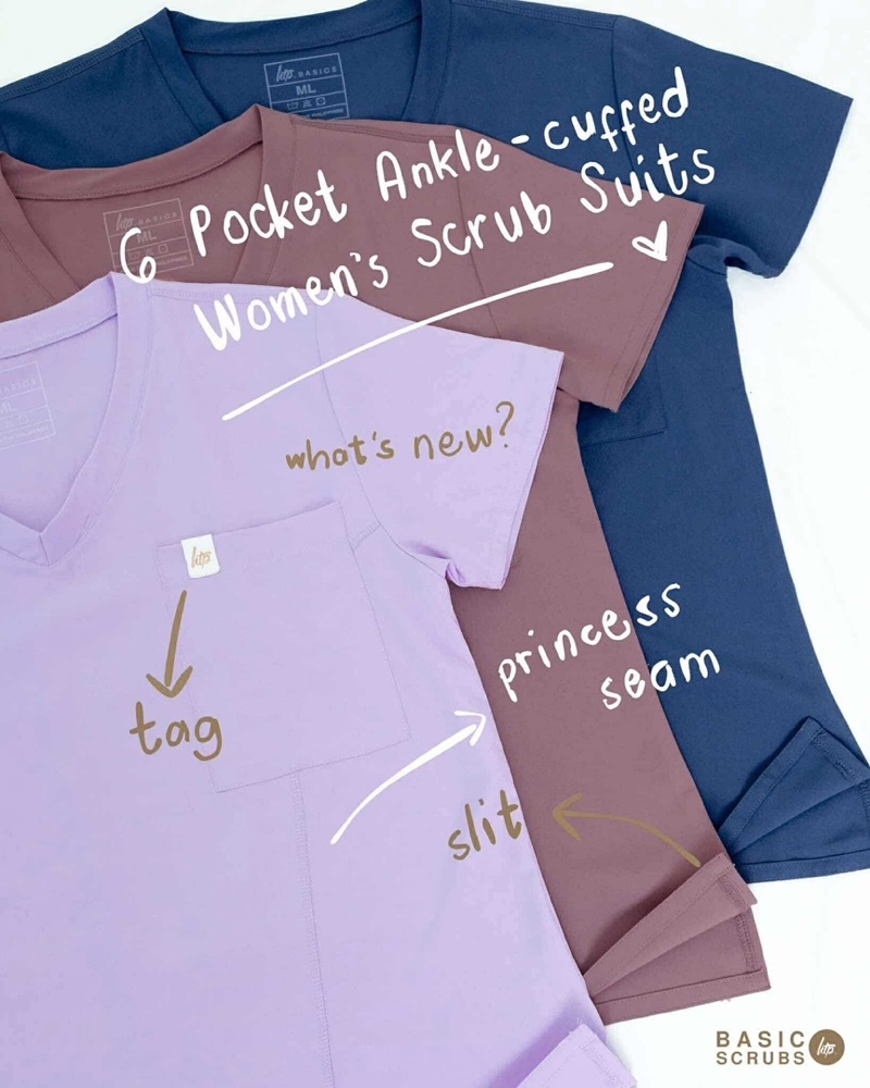 HTP Basics 6 Pocket Ankle-cuffed Women's Scrub Suit | Shopee Philippines