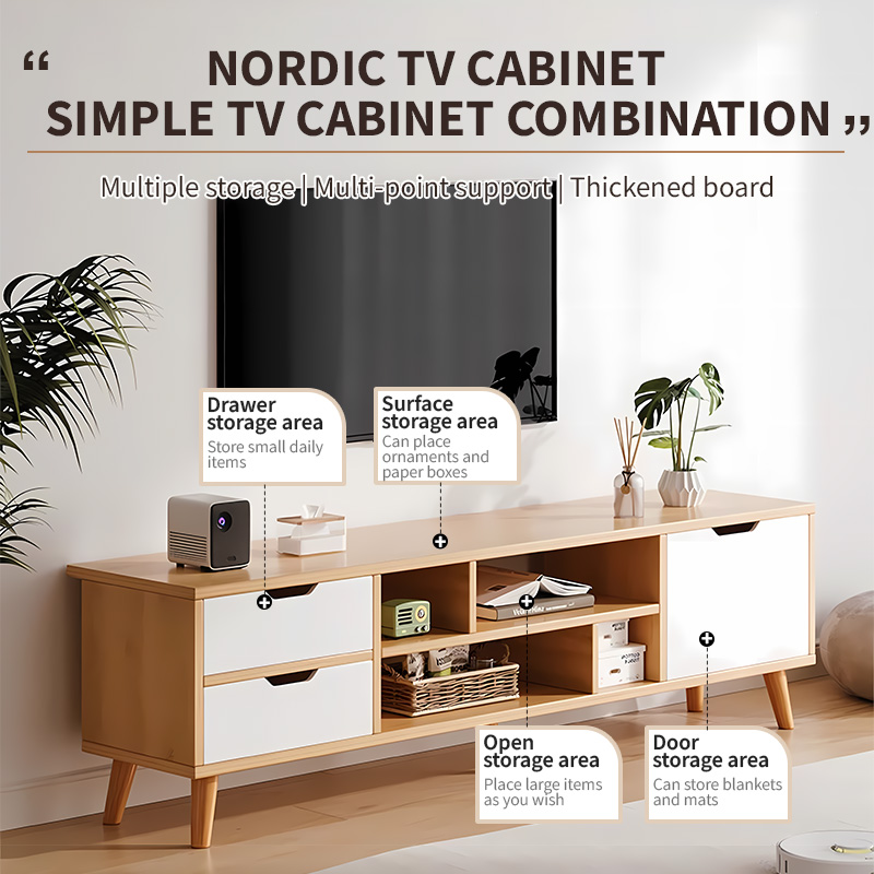 COD ⚡TV Rack Furniture 120 CM TV Media Storage Cabinet With ...
