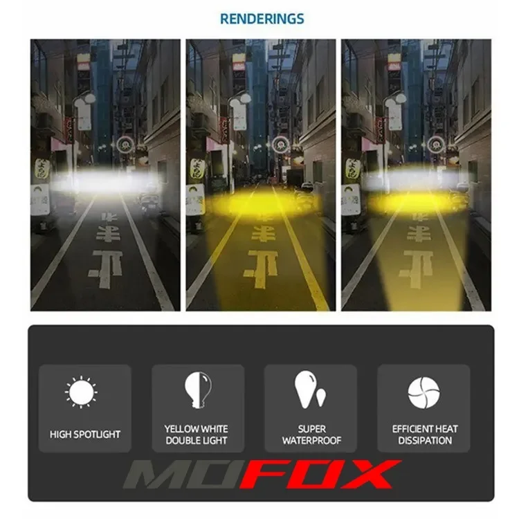 MOFOX B2 Laser Gun MDL 40W Motorcycle LED Lights Dual Color Hi/Lo Mini ...