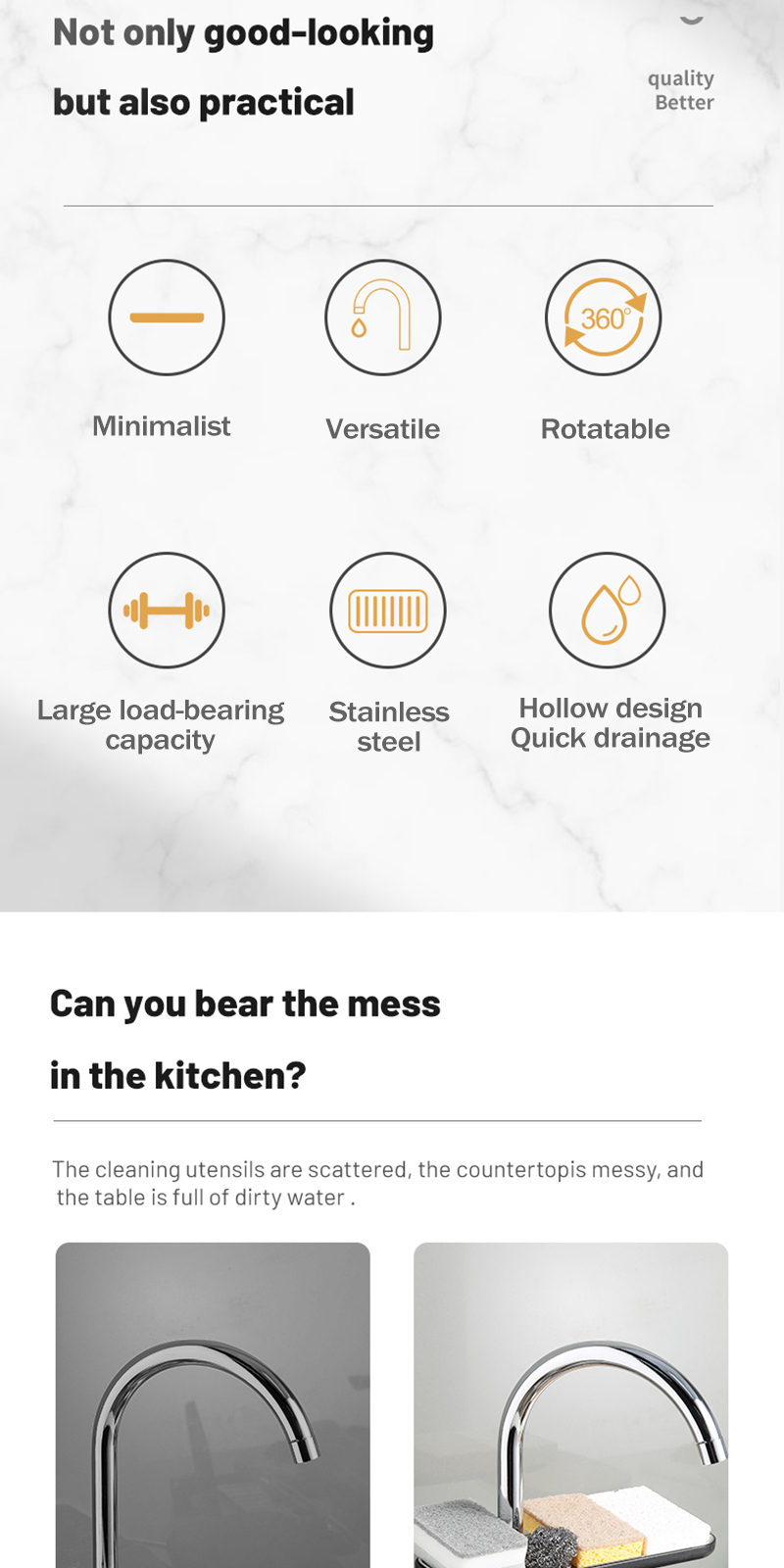 Ecoco Sponge Holder for Sink Stainless Steel Faucet Hanging Storage Rack Soap Holder Organizer ...