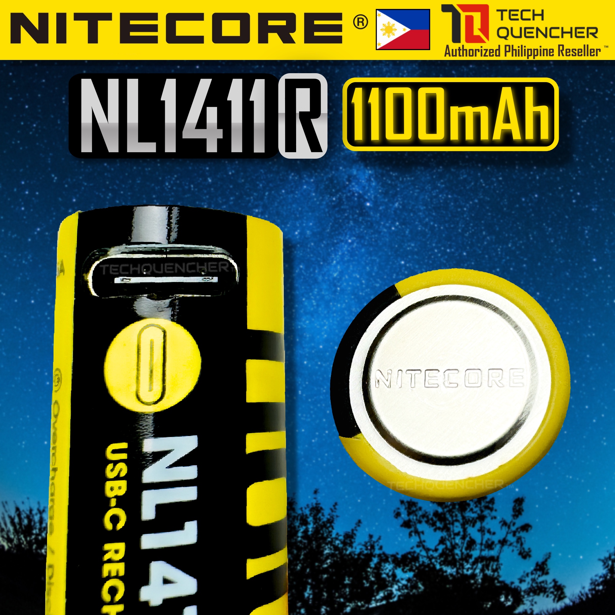 Nitecore NL1411R Battery - 1100mAh -14500 Lithium Ion Battery - USB-C ...