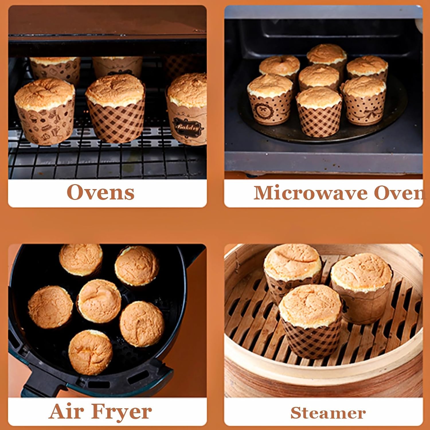 50Pcs Muffin Cups Kraft Design Paper Baking Wrapper Cake Mold Cupcake ...