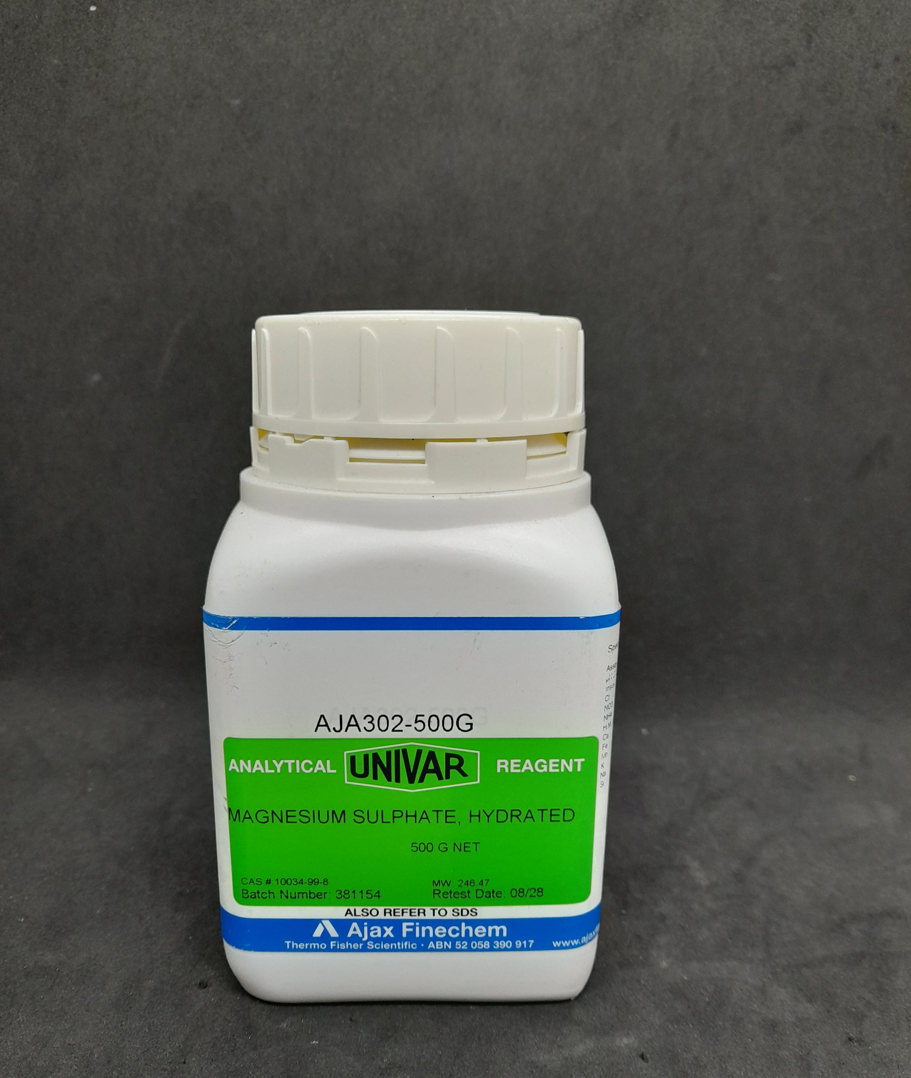 Magnesium Sulfate 500g AR Laboratory Analytical Reagent ACS Grade ...
