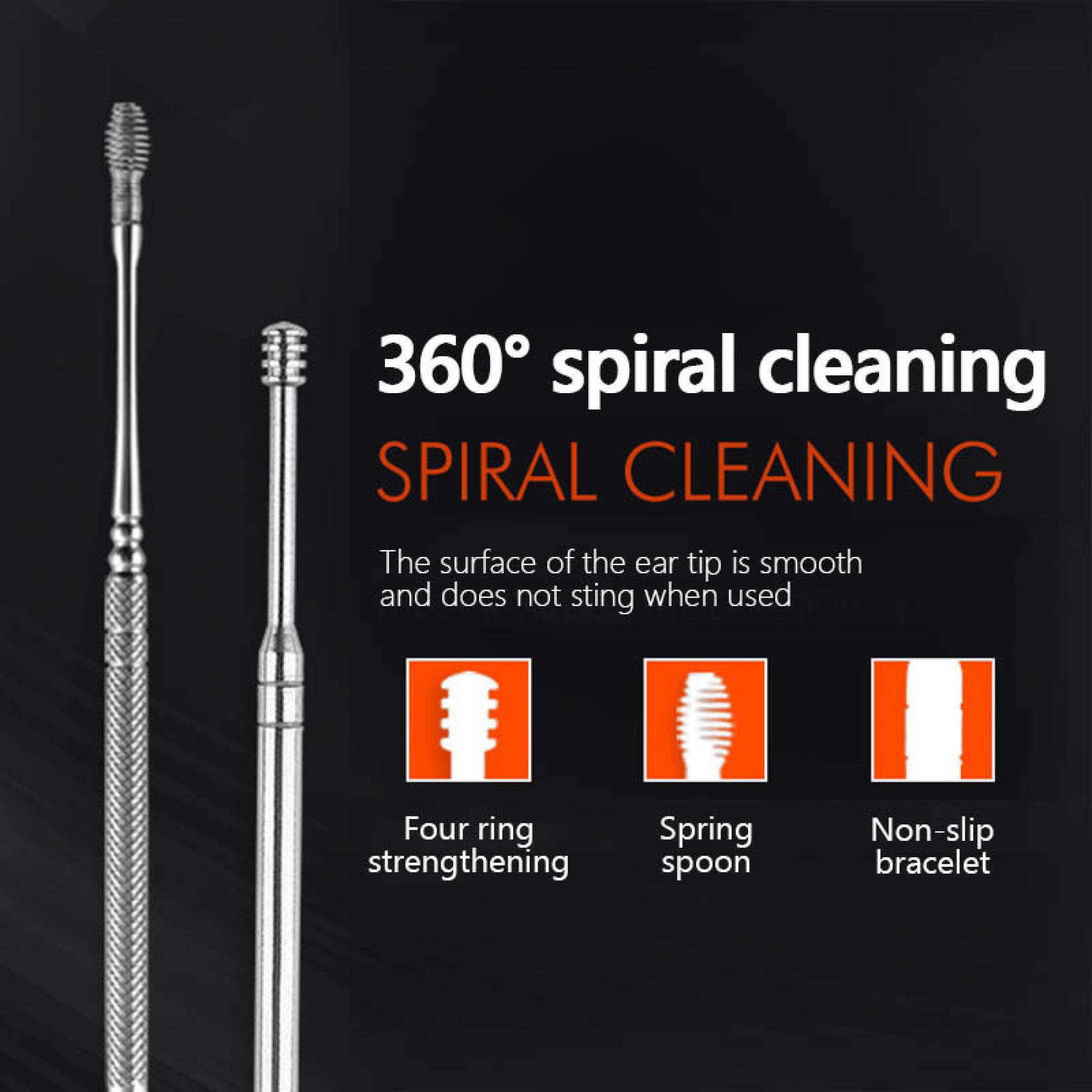 6pcs Ear Cleaner Set Spiral Spring Digging Your Ears Portable Ear Spoon ...