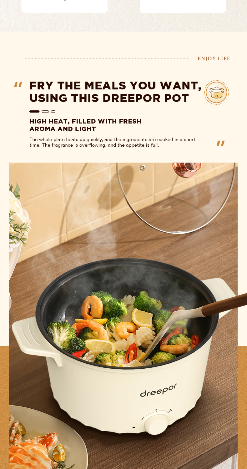 Dreepor Multifunctional Electric Cooker With Steamer Rice Cooker Hot ...