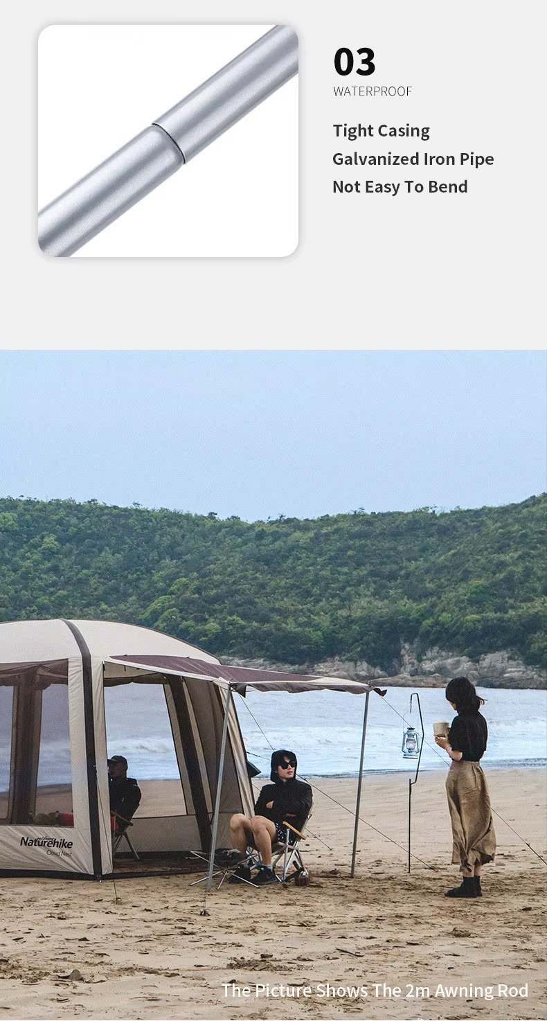 Naturehike 2PCS*2.4M Tent Pole 4 Section/PC Pole Iron Rod For Tent ...